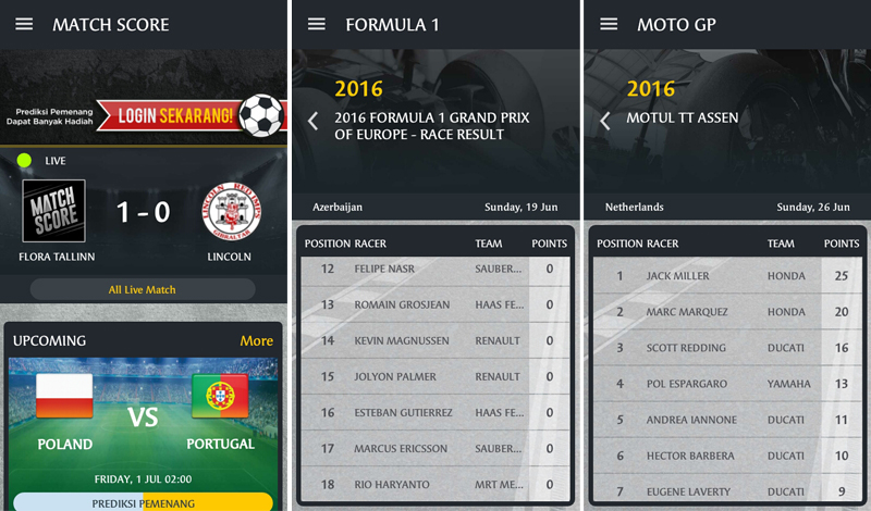 Lihat Jadwal dan Hasil Pertandingan dengan Aplikasi Match Score - TPlus ...